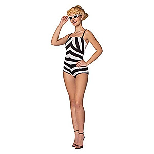 Rasta Imposta Barbie® Vintage Doll Swimsuit Halloween Costume, Women's, Size 10-12 Black, White