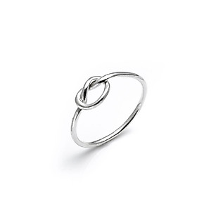 Silverly Women's .925 Sterling Silver Make A Wish Love Knot Thin Ring, Size: US 8