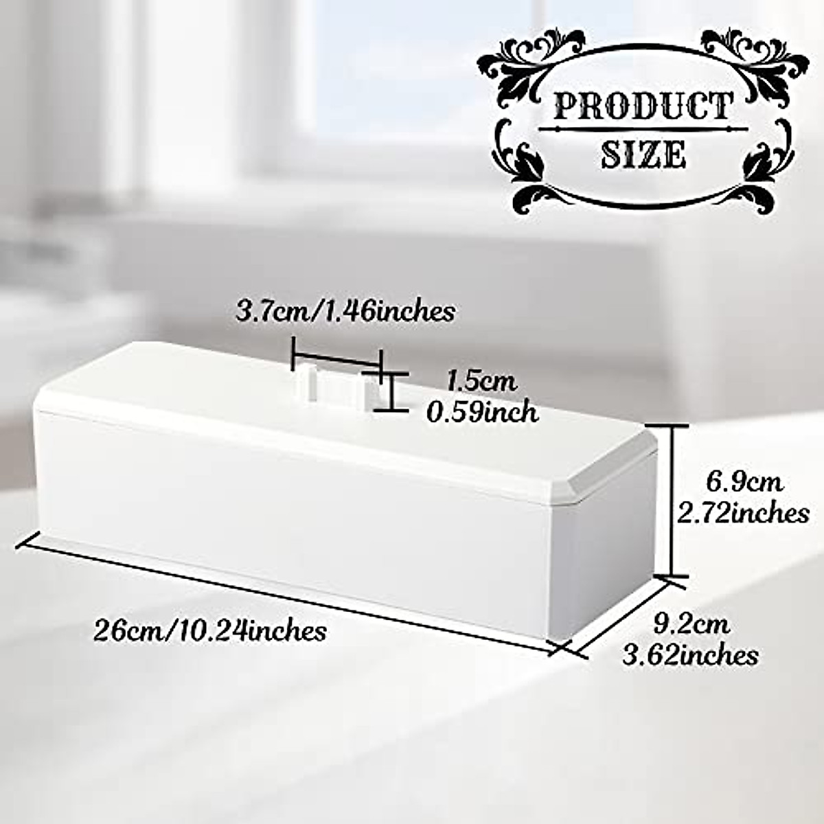 Ezebesta 3 Divider Organizer for Cotton Swab Ball Qtip Cotton Pads Holder Plastic Container Dispenser Box with Lid for Bathroom Storage (White)