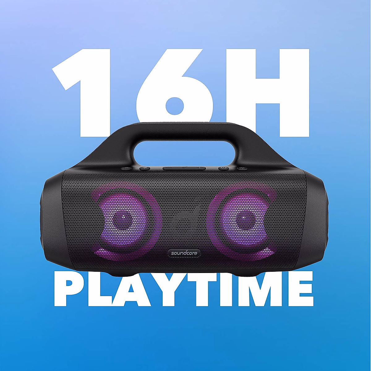 Anker Soundcore Select Pro, Outdoor Bluetooth Speaker with BassUp Technology, IPX7 Waterproof, 16H Playtime, App, LED Lights, Built-in Handle, Portable Bluetooth Speaker for Outdoors, Camping