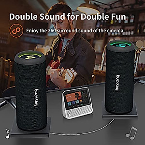 HEYSONG Waterproof Bluetooth Speaker, Portable Wireless Outdoor Speakers with 20W Loud Stereo Sound, Good Bass, IPX6 Speaker for Pool, Shower, Kayak, Beach Accessories, Gifts for Men Women