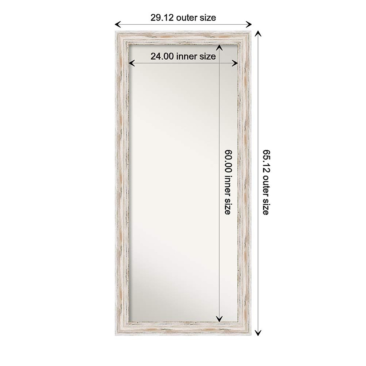 Amanti Art Full Length Mirror | Solid Wood Full Body Mirror | Alexandria White Wash Mirror Full Length | Floor Length Mirror 29.12 x 65.12"
