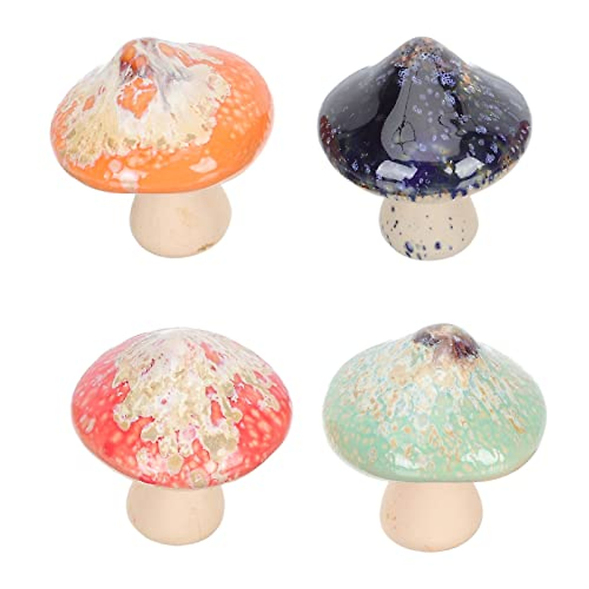 4Pcs Ceramic Mushrooms for Garden, Miniatures Mushroom Decor Mini Mushroom Garden Decor Mushroom Statue for Plant Pots Micro Landscape Dollhouse Decor