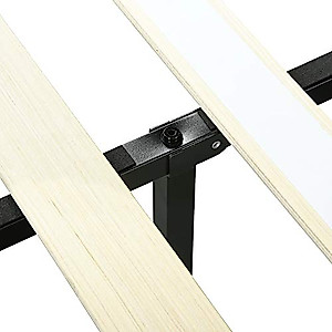 Olee Sleep 14 Inch Modern Metal Platform Bed Frame / Mattress Foundation / Wood Slat Support / No Box Spring Needed, Twin, Black