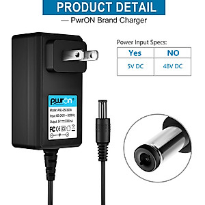 PwrON Power Adapter Compatible with for POLYCOM VVX Business IP Phone, VVX 150 250 350 450 OBI, 6.6ft Long