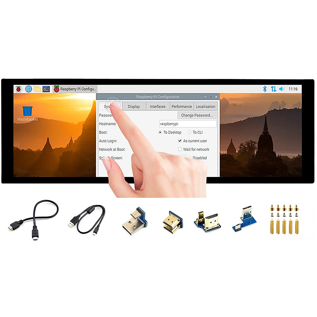 7.9inch Capacitive Touch LCD 400×1280 Pixel IPS Screen HDMI Interface 5-Points Toughened Glass Driver Free for All Raspberry Pi 4B/3B+/3B/2B/Zero/Zero W/Zero WH and Jetson Nano Windows 10/8.1/ 8/7