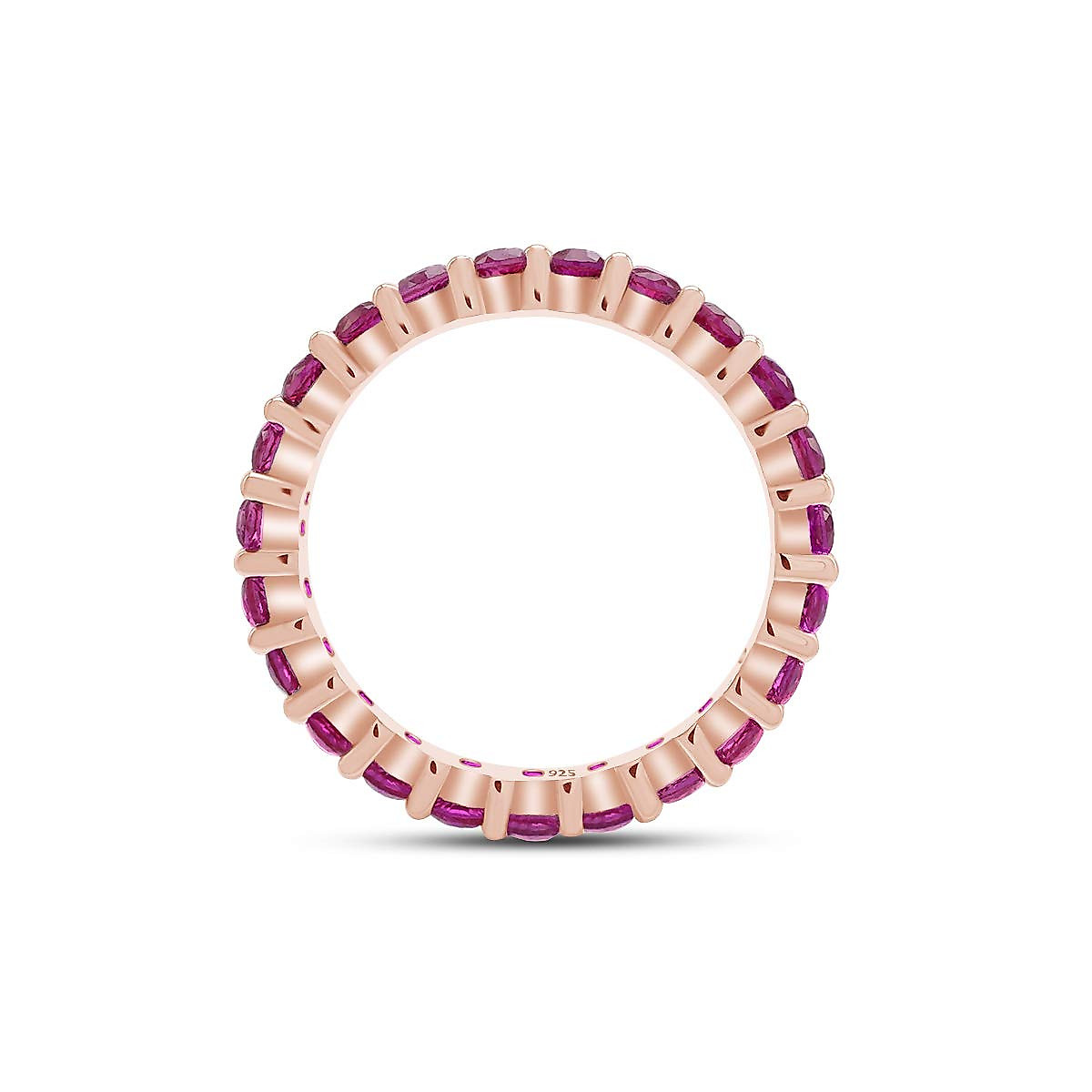 Ruby Round Cut Stackable Eternity Band Ring For 14k Rose Gold Over Sterling Silver Jewelry For Womens Ring Size-7