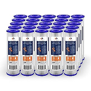 Aquaboon 1 Micron 10" x 2.5" Pleated Sediment Water Filter Cartridge | Universal Replacement for Any 10 inch RO Unit | Compatible with R50, 801-50, WFPFC3002, WB-50W, WHKF-WHPL, 25-Pack