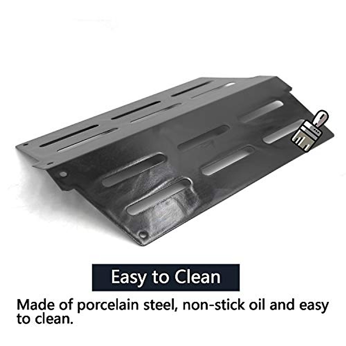 Hongso 65505 7622 Porcelain-Coated Steel Heat Deflector Replacement for Weber Genesis 300 Series E/S-310 E/S-320 E/S-330 with Front-Mounted Control 13 1/4" Flavorizer Bar Heat Shield Plate 62756