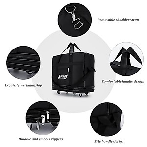 Expandable Rolling Wheeled Duffle Bag Spinner Suitcase Foldable Luggage Expandable (32''), Black