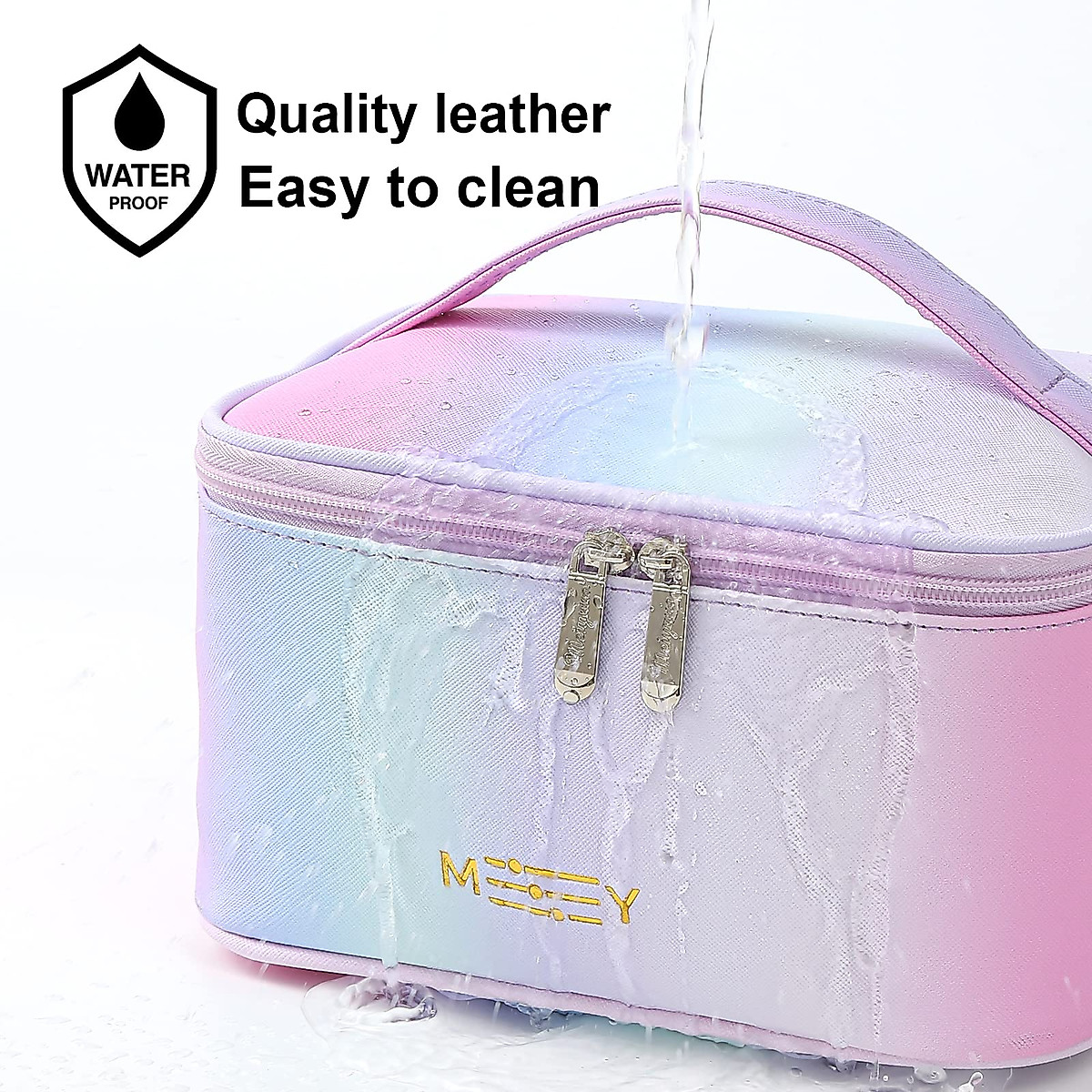 KITENROM Makeup Bag Preppy Cosmetic Bag Small for Women Toiletry Bags Pouch Organizer Rainbow Gradient Pink