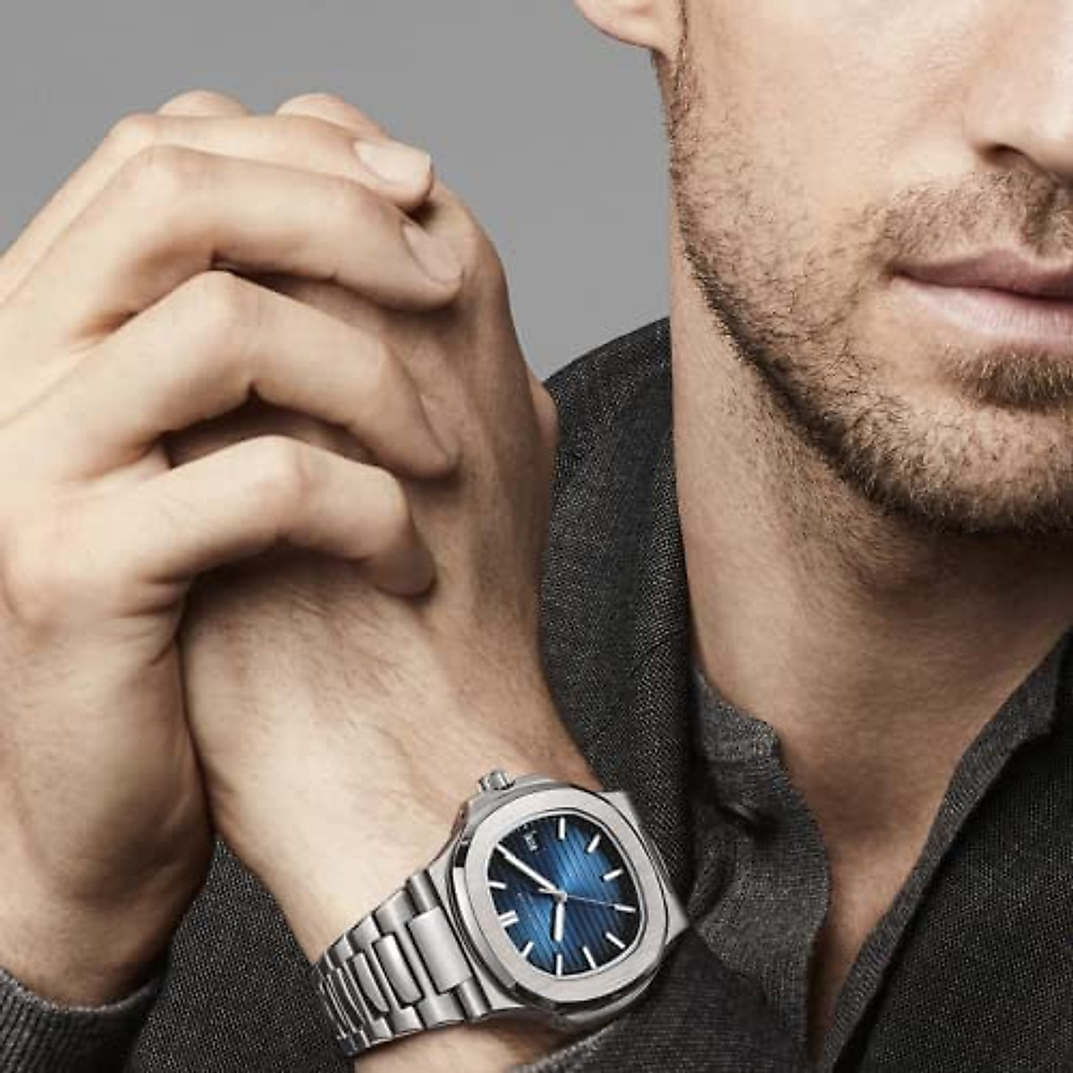 JOESD Men's Automatic, Auto Date Wrist Watches Waterproof Analog Watch with Stainless Steel Skeleton Luxury Classic Mechanical Watch 42mm