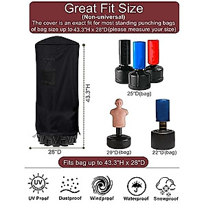 Free Standing Punching Bag Cover Outdoor Waterproof, GS Alderaul Large Standing Boxing Bag Cover Outdoor Waterproof, Standing Heavy Bag Cover for Punching Bag, Kickboxing Bag, and more