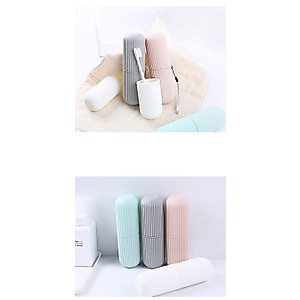 NA Toothbrush Case Portable Toothbrush Holder Multifunctional Travel Toothbrush Case Toothbrush Cup 2packs(Pink+ Green)