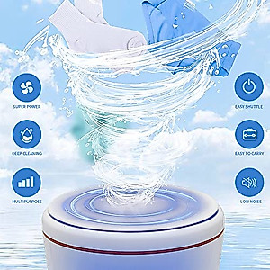 Portable Washing Machine, Ultrasonic Turbo Laundry Machine with Suction Cups, Automatic Clothes Washer Sink Dishwashers Suitable for Home, Business, Travel, College Room, RV, Apartment