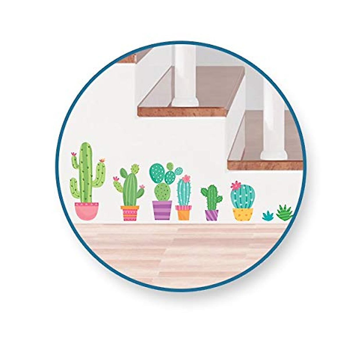 Cactus Succulents Wall Art Decor - Decorative Static Cling - 8 Pieces - Reusable