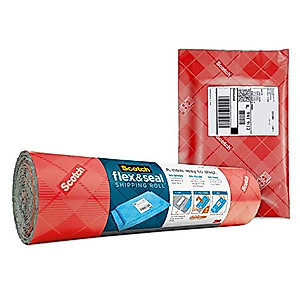 Scotch Flex and Seal Shipping Roll, 10 Ft x 15 in, Red Edition, Easy Packaging Alternative to Poly Mailers, Shipping Bags, Bubble Mailers, Padded Envelopes, Boxes (FS-1510-HOL)