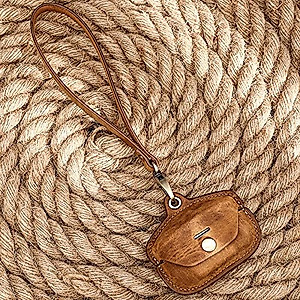 Genuine Leather Case Compatible with Sony WF-1000XM4 True Wireless Earphone Protective Case Crazy Horse Leather Cover with Leather Lanyard (Coffee)