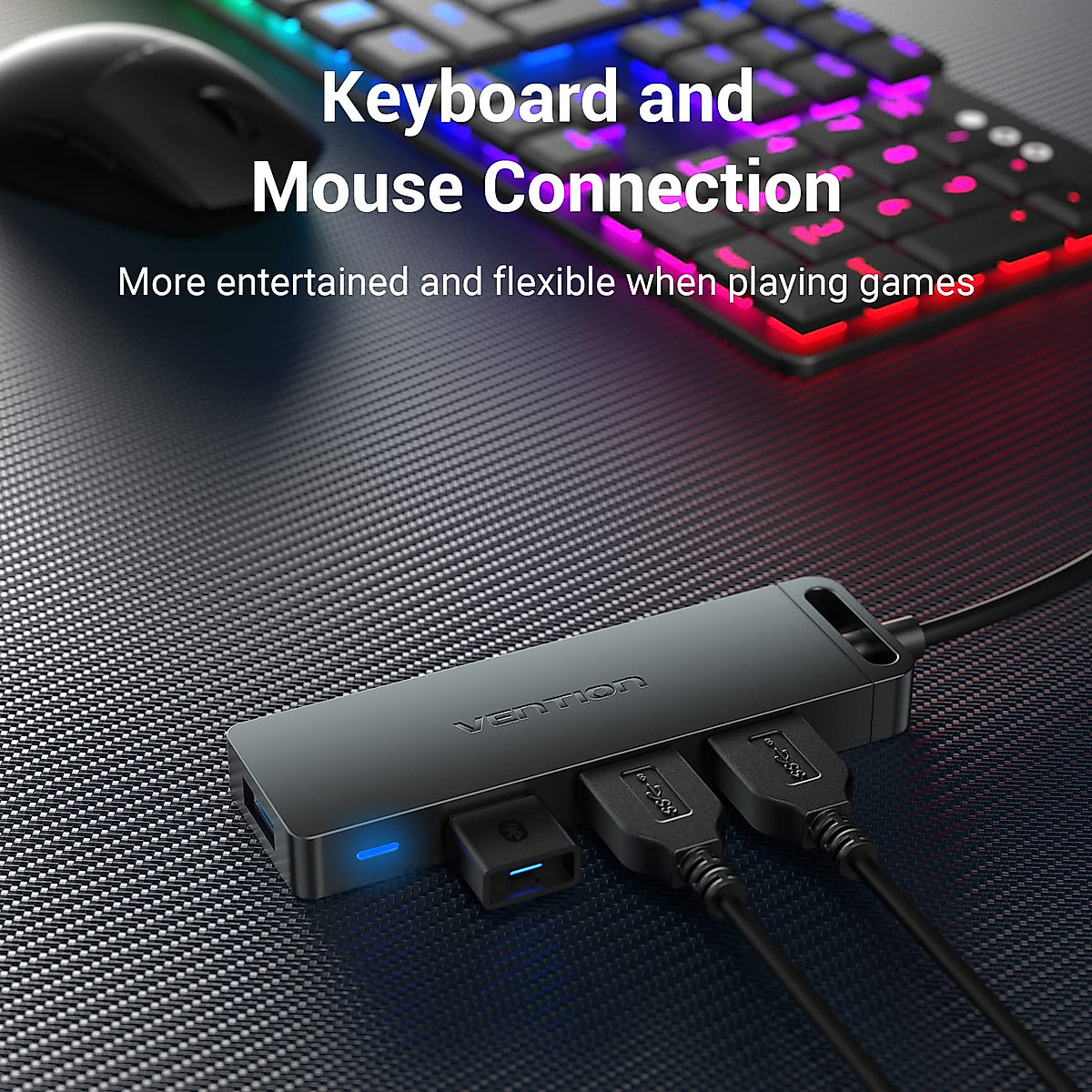 VENTION 4-Port USB 3.0 Hub and USB Extension Cable 6.6FT