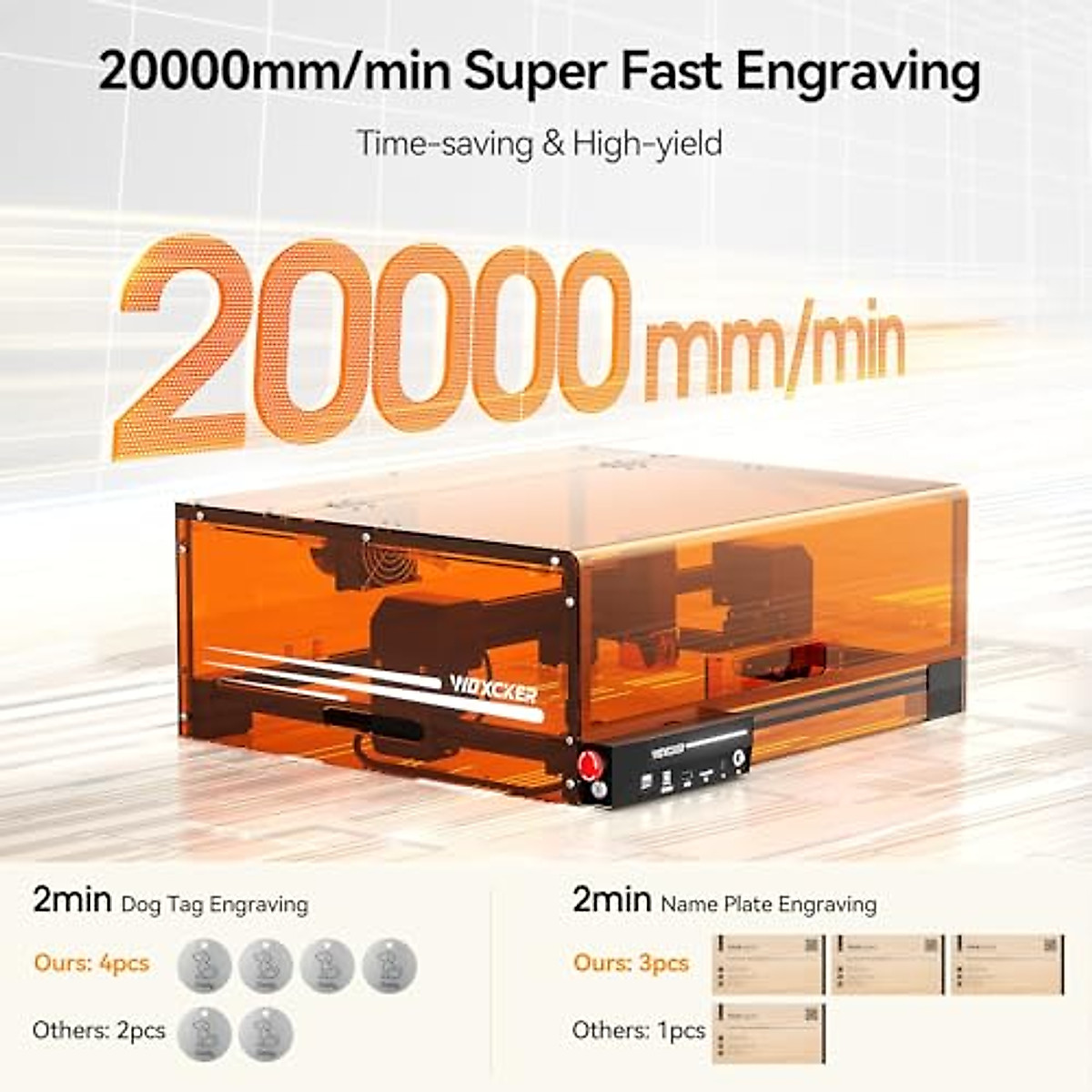 Laser Engraving Machine, Woxcker L2 MAX 5.5W Enclosure Laser Engraver, CNC Engraving Machine 0.01mm High Precision Laser Engraving and Cutting for Wood Metal Glass Suitable for Beginners