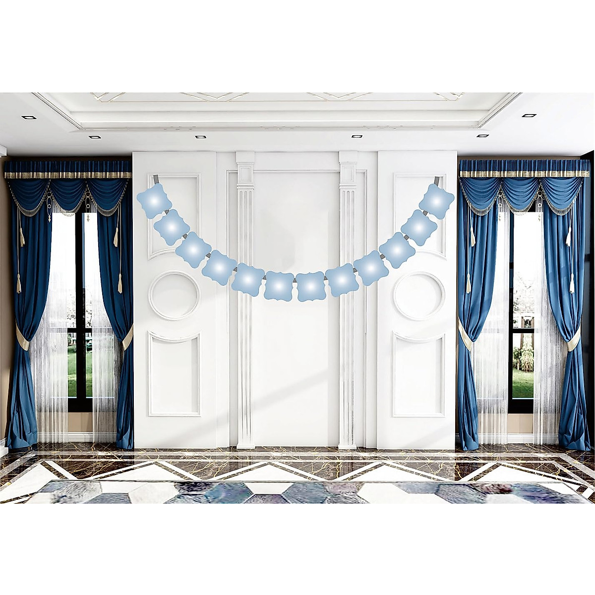 Dusty Blue Party Decorations,Photo String,Bridal Shower Decorations Dusty Blue,Birthday Photo Banner,Engagement r,Bridal Show Decor