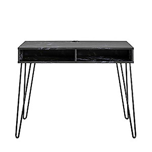 Novogratz Athena Computer Storage, Black Marble Desk