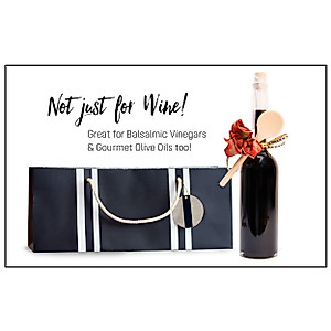 Simply Charmed Wine Bags Navy Nautical Themed Purse Style Paper Bag with Rope Handles Set of 6