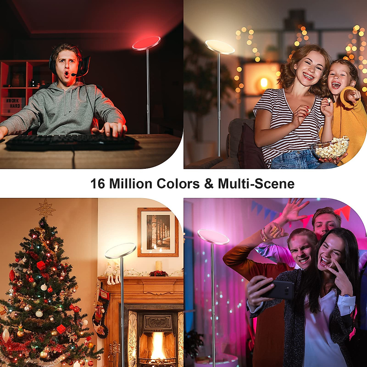 LEPOWER LED Bright Floor Lamp, Smart Floor Lamp, Torchiere Standing Lamp for Living Room, Bedroom, Office, Touch Dimmable Compatible with Alexa, Google Home