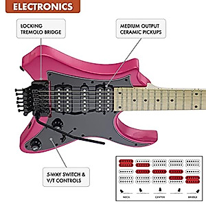 Traveler Guitar Electric Guitar 6 String Vaibrant Standard, Right, Hot Pink, (V88S HPKGMP)