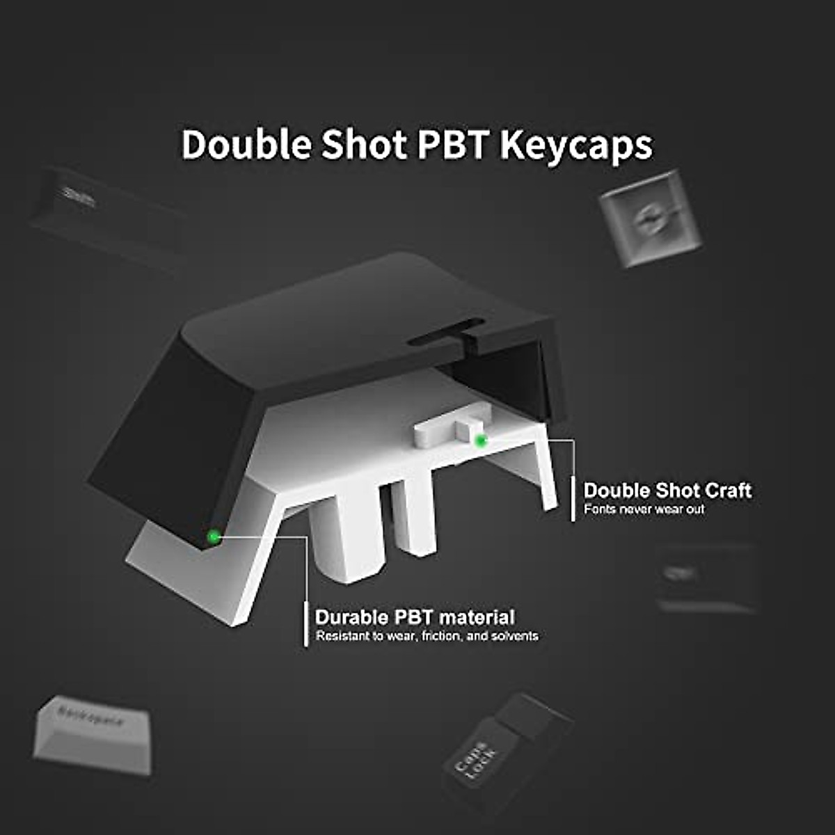 WOB Keycaps 168 Keys, Double Shot PBT Custom Keycap Set, Minimalist Style White on Black Cherry Profile Keyboard Keycaps for Cherry Gateron MX Switches Mechanical Keyboard