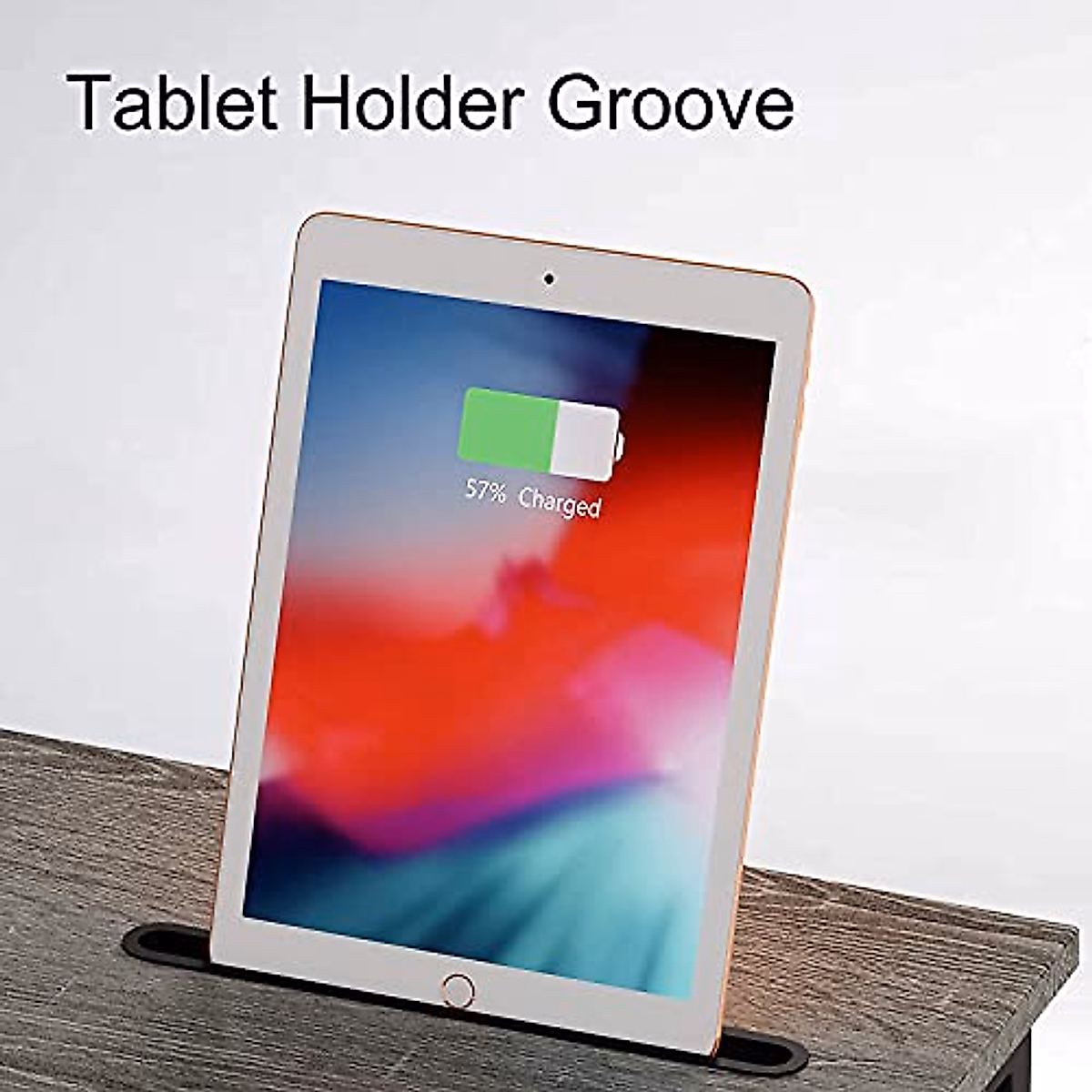 Bestier Computer 32 Inch Modern Mini Style Office Desk with Adjustable Metal Frame, Storage Bag, and Working Table for Small Bedroom Space, Grey