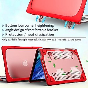 CISSOOK Shockproof Case for MacBook Pro 13 Inch 2023 2022 2021 2020 M2 M1 A2338 A2289 A2251 Model, Heavy Duty Hard Shell Case Dual Layer Cover with Fold Kickstand for MacBook Pro 13 - Red