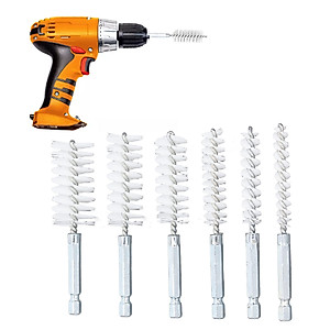 6PCS Hole Cleaning Brushes Bore Brush for Drill Twisted Wire Cleaning Brush Power Drill Cleaning Wire Brush with 1/4in Hex Shank for Power Drill Impact Driver (Nylon (White)) ﻿