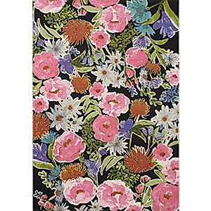 Loloi II Botanical Collection BOT-01 Black/Multi, Indoor/Outdoor 6'-7" x 9'-4" Area Rug
