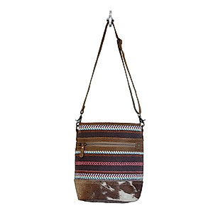 Myra Bag Tiered Shoulder Bag Upcycled Cotton & Cowhide Leather S-2872