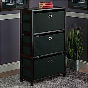 Winsome Torino 4-PC Set Shelf w Fabric Baskets Storage and Organization, Espresso/Black