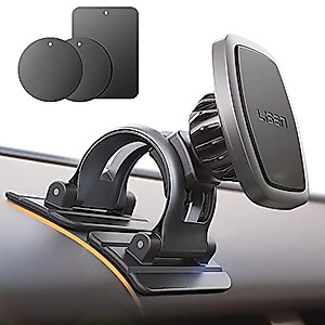 LISEN Magnetic Phone Holder for Car Fit Curved Surfaces Car Phone Holder Mount Flexible & Stable Dashboard Magnetic Phone Car Mount with 3 Metal Plates Fit All iPhone 14/13/12/11,Pro,Pro Max,Android