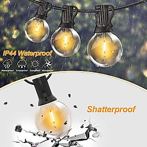 GHUSTAR Outdoor String Lights 28FT Patio String Lights with 16 G40 Shatterproof LED Bulbs(1 Spare), Waterproof Outdoor Hanging LED Lights for Backyard Porch Cafe Party Wedding Garden