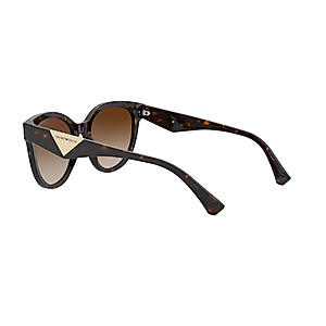Emporio Armani Women's EA4140 Cat Eye Sunglasses, Shiny Havana/Gradient Brown, 55 mm