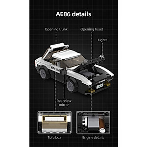 dOMOb Toyota AE86 Trueno – Initial-D 25-th Anniversary – CADA Bricks Toys for 8+ Age Kids & Adults – Realistic Car Model 1:24 Simulated Build – 280 Bricks or Blocks – for Boys, Hobbyist, Collector