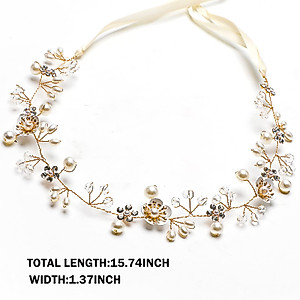 Oagsln Wedding Hair Accessories for Kids, Flower Girl Hair Accessory, Gold, White Headpiece, Rhinestones Hairband