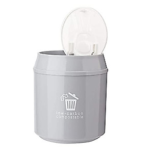 Mini Desktop Trash Can Storage Tube Push Creative Trash Can Kitchen Small Trash Bathroom Trash Blue(Gray)