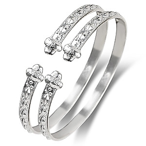 Better Jewelry Solid .925 Sterling Silver Flat West Indian Bangles with Acorn Ends, 1 pair (Made in the USA)