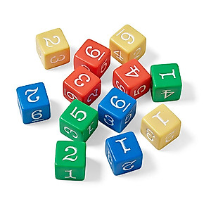 hand2mind Plastic 3/4-inch Color Number Dice (Set of 12)