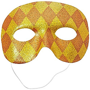 Amscan Harlequin Domino Party Mask, 3" x 7", Gold, Model:360061