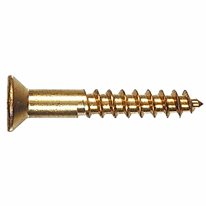 The Hillman Group 1932 8 x 1-1/4 Brass Flat Head Slotted Wood Screw 20-Pack