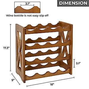 NHZ Wine Rack freestanding Floor, Wooden Wine Rack, Sturdy and Durable Wine Storage Cabinet Shelf, Wine Racks Countertop - 4 Tiers 16 Bottle Wine Holder for Kitchen, Pantry, Cellar.