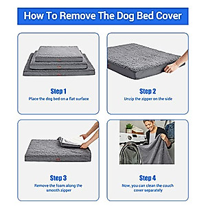 OhGeni Orthopedic Dog Beds for Large Dogs,Dog Bed with Plush Egg Foam Support and Non-Slip Bottom, Waterproof and Machine Washable Removable Pet Bed Cover