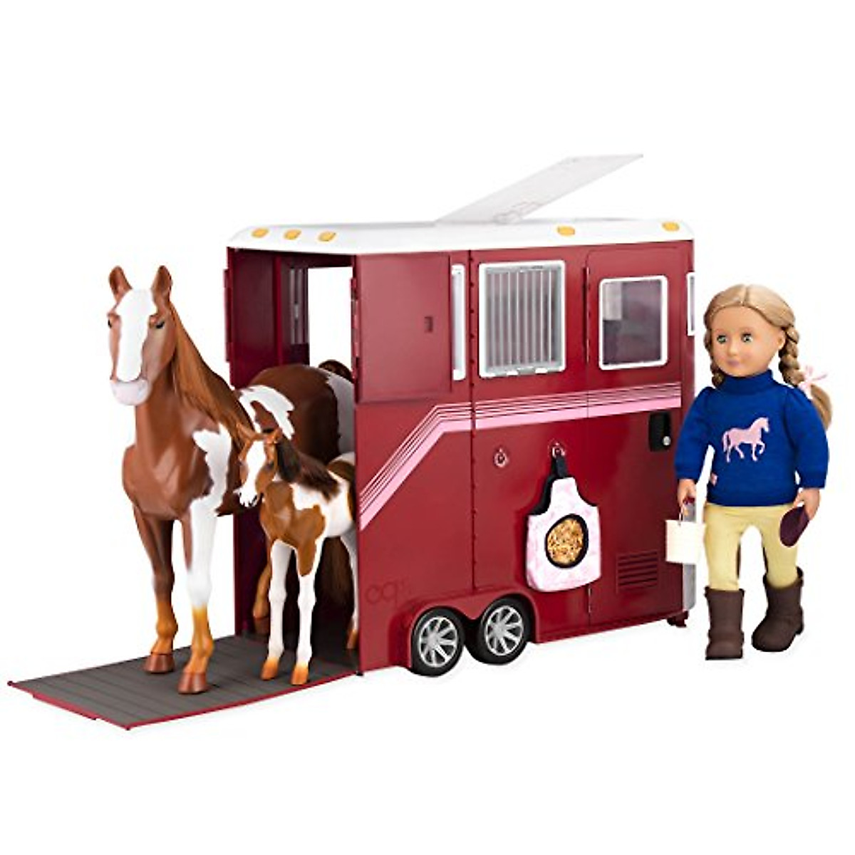 Our Generation by Battat- Mane Attraction Horse Trailer for 18" Dolls- Toy, Equestrian, Doll and Accessories for Ages 3 Years and Up