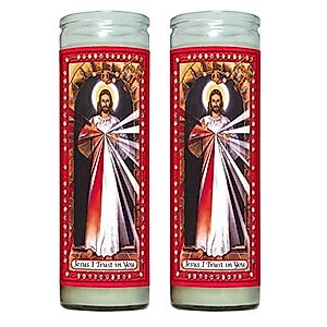 Gifts by Lulee, LLC Set of 2 Divine Mercy Prayer Candles 2 Veladoras De La Divina Misericordia